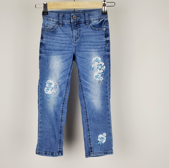 Justice | Bottoms | Justice Girls Blue Jeans 8 Slim Embroidered Flower ...